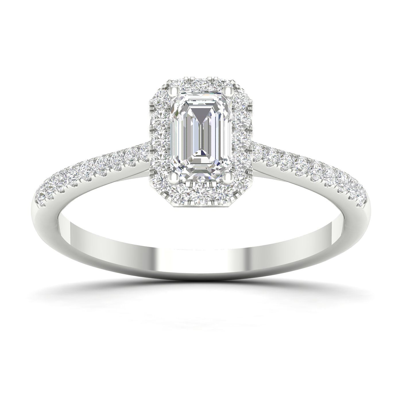 9ct White Gold Emerald & 0.50ct Diamond Ring | H.Samuel