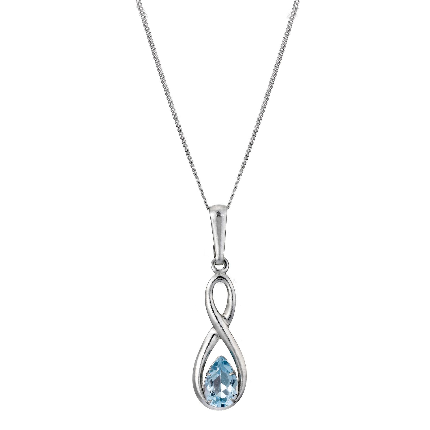 9ct White Gold Blue Topaz Figure Of Eight Pendant – shopipipipi